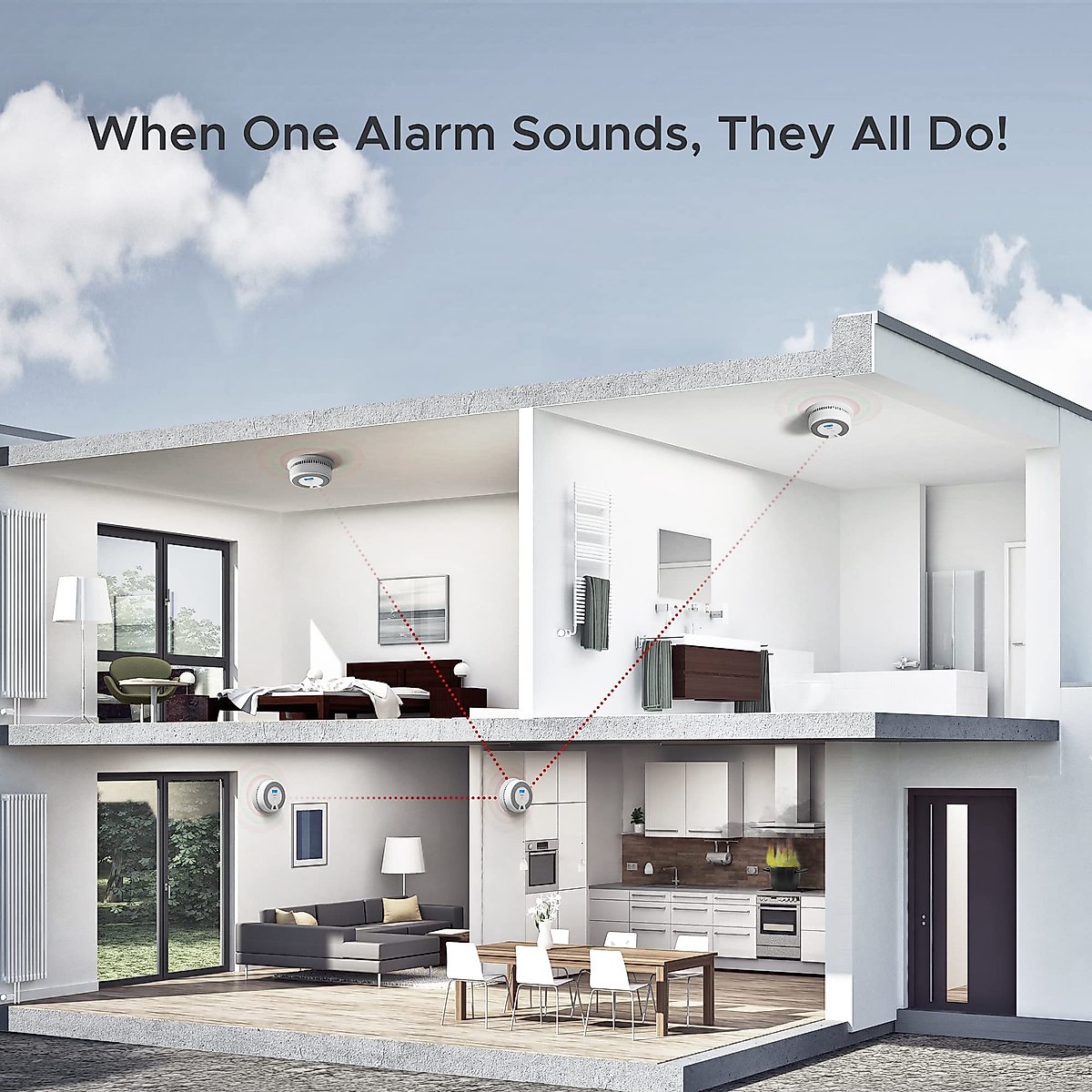 X-Sense Wireless Interconnected Combination Smoke and Carbon Monoxide Detector with LCD Display & 10-Year Battery, Over 820 ft Transmission Range, 6-Pack