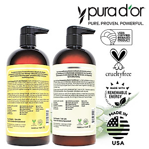 PURA D'OR Anti-Thinning Biotin Shampoo & Deep Moisturizing Conditioner Original Gold Label Set (24oz x2) Natural Earthy Scent, CLINICALLY TESTED Effective Results, DHT Blocker Thickening, Women & Men