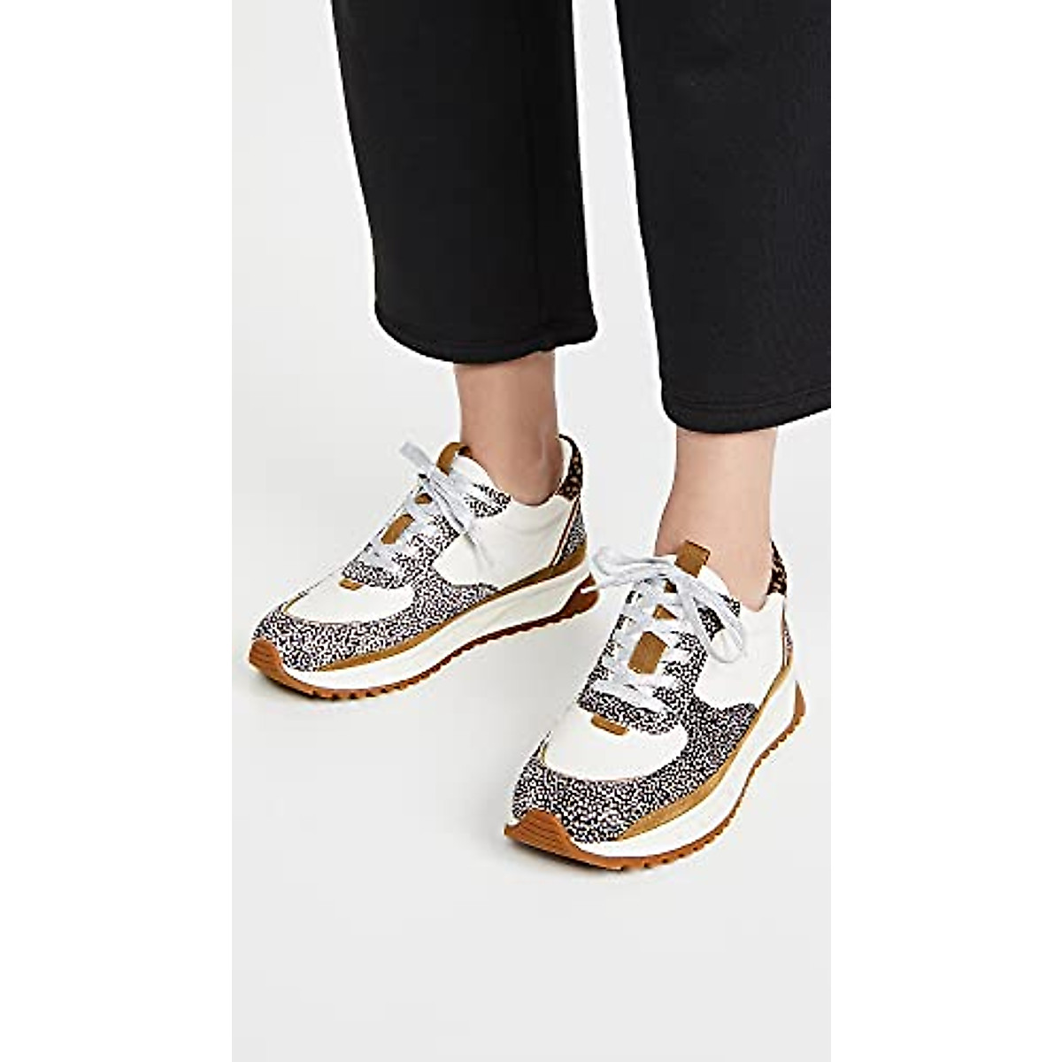 Madewell Kickoff Trainer Sneakers in Leather and Spot Mix Calf Hair Olive Grove Multi Spot Dot 6.5 M
