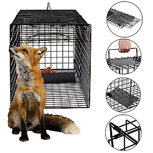 Toriexon Large Live Catch Animal Traps Black 51.2 x 19.7 x 17.7 inch, Easy to Set and Release Live Animal Trap, Collapsible Large Animal Catcher Cage for Large Dogs, Foxes