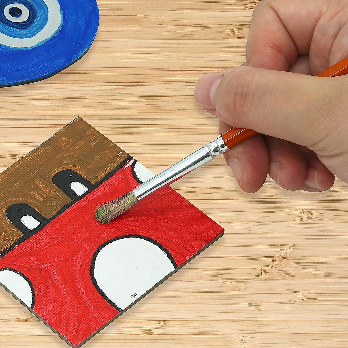 AUREUO Magnetic Mini Canvas Boards for Painting - 3 Inch 12 Pack Square, Hexagon, Circle, Star, Heart & Flower Shape DIY Craft Art Gift, Tiny Painting Canvas Panel for Acrylic Paint & Markers