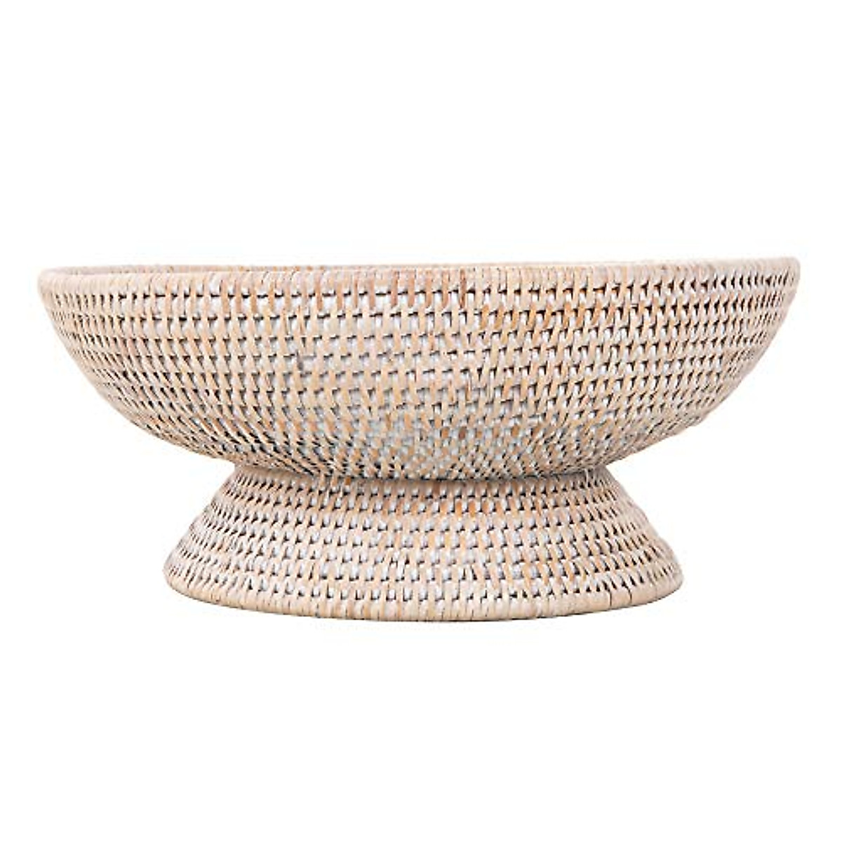 Kouboo La Joll Rattan Fruit Bowl, Large, White-Wash