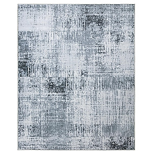 HOMBYS 10x14 ft Modern Abstract Area Rug for Living Room Bedroom, Large Non-Slip Boho Floor Carpet for Indoor Office Dining Room, Traditional Home Deco, Grey, Machine Washable