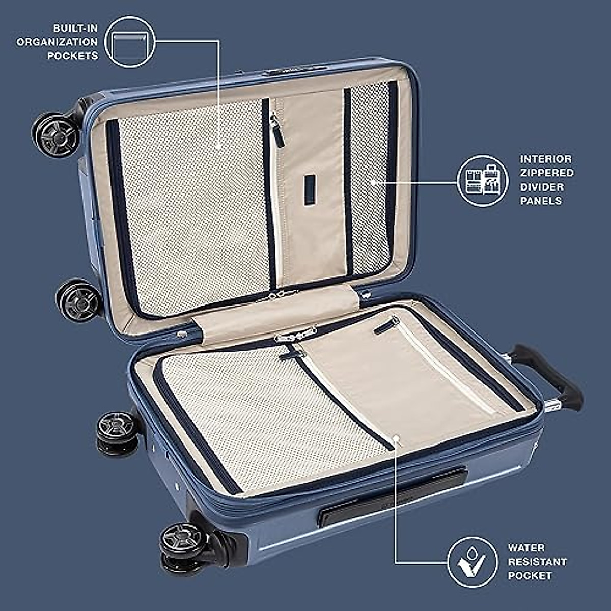 Travelpro Platinum Elite Hardside Expandable Spinner Wheel Luggage TSA Lock Hard Shell Polycarbonate Suitcase, Dark Sky Blue, Compact Carry On 20-Inch