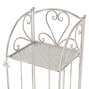 Pure Garden Plant Stand – 3-Tier Vertical Shelf Indoor or Outdoor Folding Wrought Iron Home Garden Display with Laser Cut Shelves (Antique White)