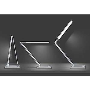 Phive Dimmable LED Desk Lamp with Fast Charging USB Port, Touch Control, 8-Level Dimmer / 4 Lighting Modes, Aluminum Body, Eye-Care LED, Table Lamp for Bedroom/Reading/Study (Silver)