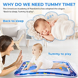AURUZA Tummy Time Mat - Inflatable Baby Activity Mat, Premium Baby Water Mat Baby Toys for 3 6 9 12 Months, Funny Baby Activity Center Development of Hand-Eye Coordination, Portable