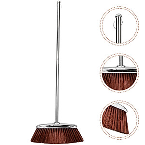 Zerodeko Cleaning Broom Lobby Broom Upright Broom with Long Handle Garbage Cleaning Supply for Sweeping Floor Garages Courtyard Sidewalks Decks Brown