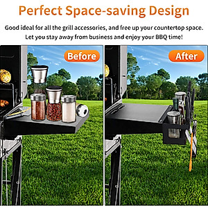 Griddle Caddy for Blackstone 36"/28"/17" Grill Utensil Storage, Grill Caddy for Outdoor Grill Blackstone Griddle Accessories Organizer, BBQ Caddy with Paper Towel Holder, Spatulas Slot, 4 J-Hooks