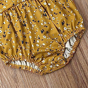 VISGOGO Kids Baby Girls Sister Matching Clothes Floral Romper Dress Headband Outfits Set (Romper, 0-3 Months)