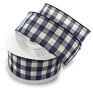 Ribbon Traditions Vintage Red/Blue Plaid Flannel Wired Ribbon 2 1/2" By 25 Yards