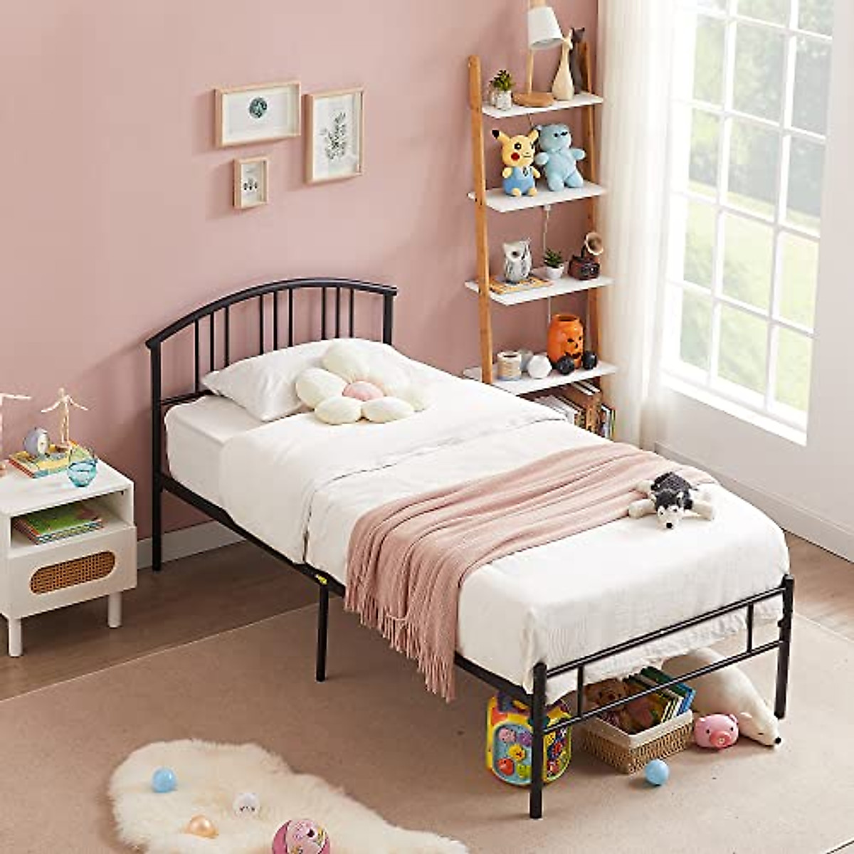 VECELO 14 inch Twin Bed Frame Metal Platform Mattress Foundation with headboard Footboard Steel Slat Support/No Box Spring Needed/Easy Assembly