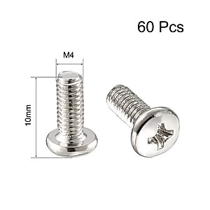 uxcell M4 x 10mm 304 Stainless Steel Phillips Pan Head Screws Bolt 60pcs