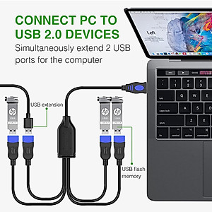 USB 1 to 4 Splitter, ANDTOBO USB 2.0 Y Splitter Charger Cable USB 1 Male to 4 Female Power Cord Extension Hub Cable for PC/PS4/MacBook/Laptop/TV/LED Etc,Navy