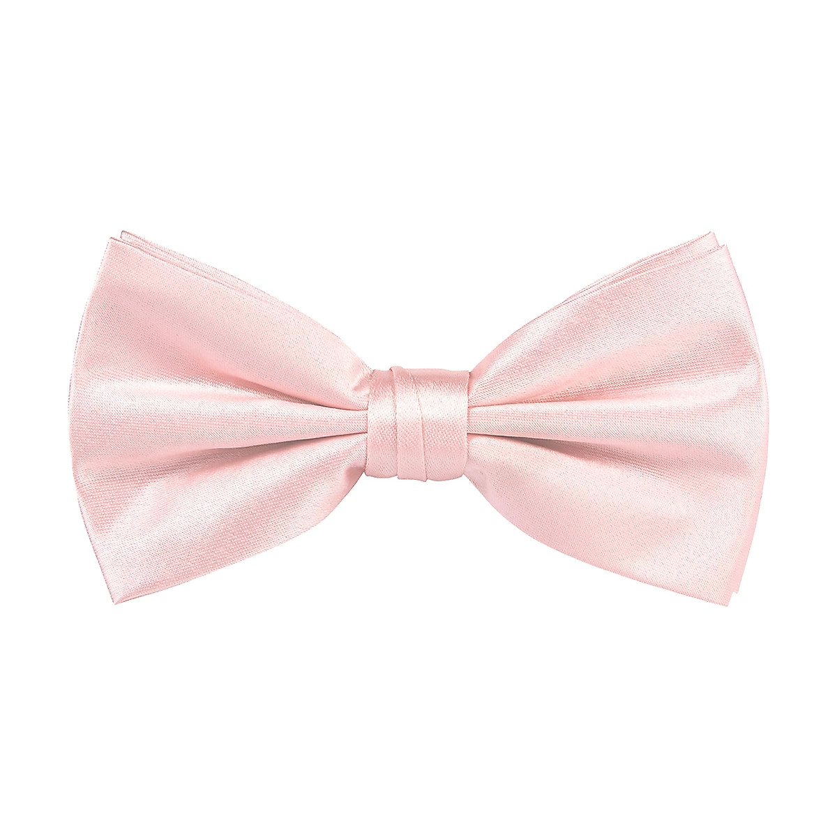 TIE G 5pcs Tie Set in Gift Box : Solid Color Necktie, Satin Bow Tie, Pocket Square, Lapel, Cuff Links (Blush Pink)