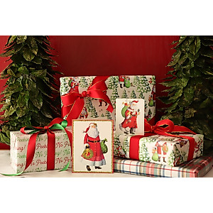 Caspari Woodland Santa Gift Wrapping Paper - 30 in. x 8 ft. Roll