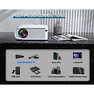 Projector, ARTSEA Native 1080P 5G WiFi HD Projector for iPhone, 2023 Upgrade Outdoor Movie Projector with 100Inch Projection Screen, 12000L 4K 300” Home Video Projector for TV Stick/PS4/Android/iOS