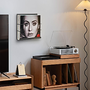 Vinyl Record Holder, 2Pack Wall Mount Vinyl Record Storage Holder, Heavy Duty Metal Vinyl Record Display Shelf, Fits 30 LP's Vinyl Records Organizer Stand, Black