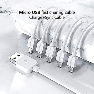 SMALLElectric Micro USB Cable (5-Pack, 6FT) Android Charger, Micro USB Charger Cable Long Android Phone Charger Cord for Samsung Galaxy S7 S6 Edge J7 S5,Note 5 4,LG 4 K40 K20,MP3,Kindle,Tablet,White