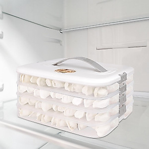 Liatinbo 4-Layer cookie carrier with lid and handle,dessert carrier dumpling container cookie transport storage container (4-Layer white)