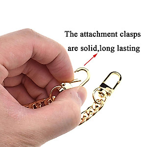 HAHIYO Mini Pochette Purse Chain Strap Slim Wide 7mm for LV Length 23.6 inches Extra Thick 2.6mm Shiny Gold for Shoulder Cross Body Sling Handbag Wallet Clutch Comfortable Flat Metal Strap 1 Pack