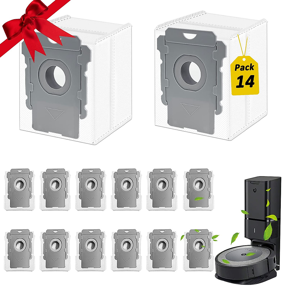 14 Pack Vacuum Bags Compatible for IRobot Roomba Bags i & s & j Series, Replacement Bags for IRobot Roomba i7 i7+, i3 i3+, i1+ j7 j7+ Plus (7550) i8+ s9+(9550), i4+ i6+ Automatic Dirt Disposal Bags