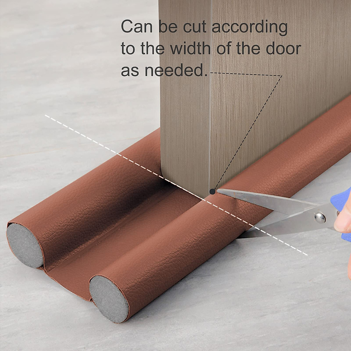 2PCS Under Door Draft Stopper,Twin Door Draft Blocker Weather Stripping Noise Cold Air Blocker Window,Washable,Dust Proof,Removable,Adjustable Door Sweeps 38"(Brown)