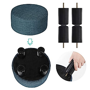 Joveco Small Footstools, Linen Ottomans Round Footrest Stool, Under Desk Upholstered Foot Stools with Plastic Legs, 10" H Mini Ottoman Sofa Stool for Couch, Bedside, Living Room