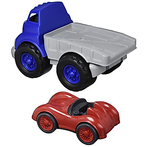 Green Toys Flatbed & Race Car, CB - Pretend Play, Motor Skills, Kids Toy Vehicles. No BPA, phthalates, PVC. Dishwasher Safe, Recycled Plastic, Made in USA.