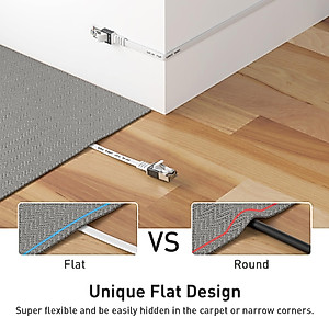 Cat 6a Ethernet Cable 50 Ft,Durable Flat Internet Network LAN Cable with 1.5Ft Short Patch Cord, Slim High Speed Gigabit Computer Wire with RJ45 Connectors, Faster Than Cat6/Cat5e/Cat5 Cable - White