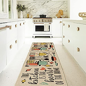 Artoid Mode The Kitchen is The Heart of The Home Kitchen Mats Set of 2, Seasonal Cooking Sets Holiday Party Low-Profile Floor Mat for Home Kitchen - 17x29 and 17x47 Inch