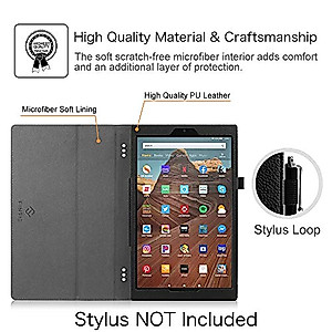 Fintie Folio Case for Amazon Fire HD 10 Tablet (Compatible with 7th and 9th Generations, 2017 and 2019 Releases) - Premium PU Leather Slim Fit Stand Cover with Auto Wake/Sleep, Black