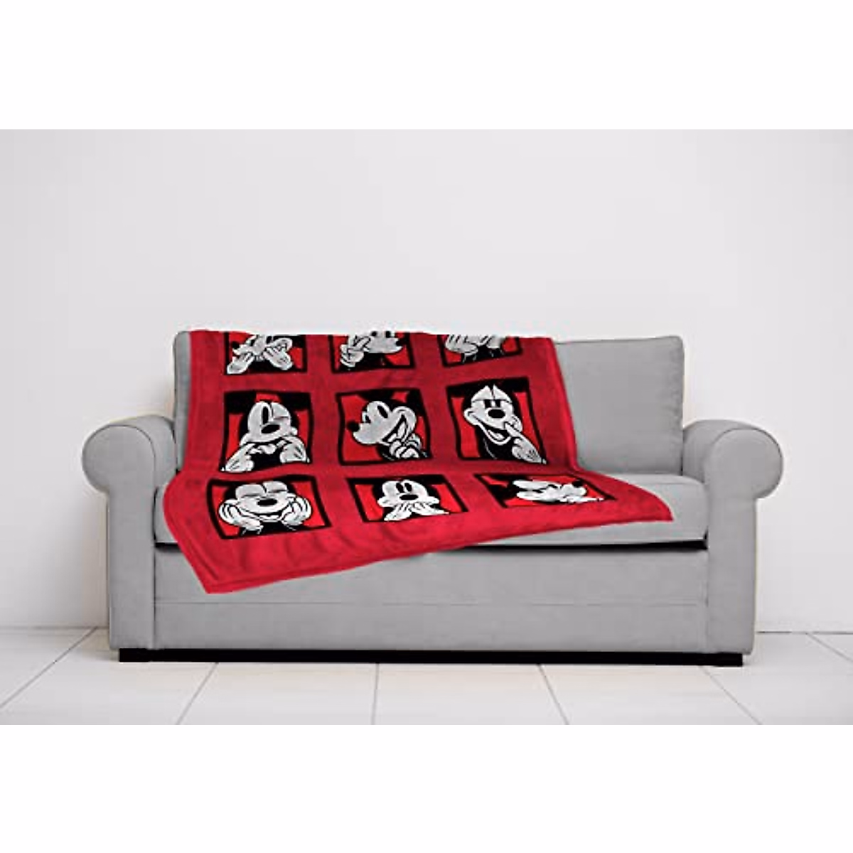 Disney Mickey Mouse Expressions Throw Blanket - Measures 50 x 70 inches - Fade Resistant Super Soft Fleece Bedding (Official Product)