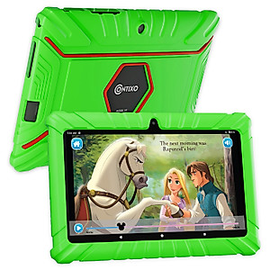 Contixo Kids Tablet, V8 Tablet for Kids and KB-2600 Kids Foldable Wireless Bluetooth Headphone Bundle, Learning Tablet, Parental Control Family Link - Green
