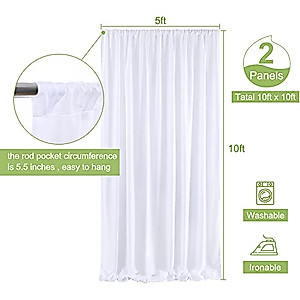 10ft x 10ft White Backdrop Curtain for Parties Thick Polyester White Wedding Drapes Panels Satin Curtains Decoration Back Drop Cloth for Photography Baby Shower Birthday Party