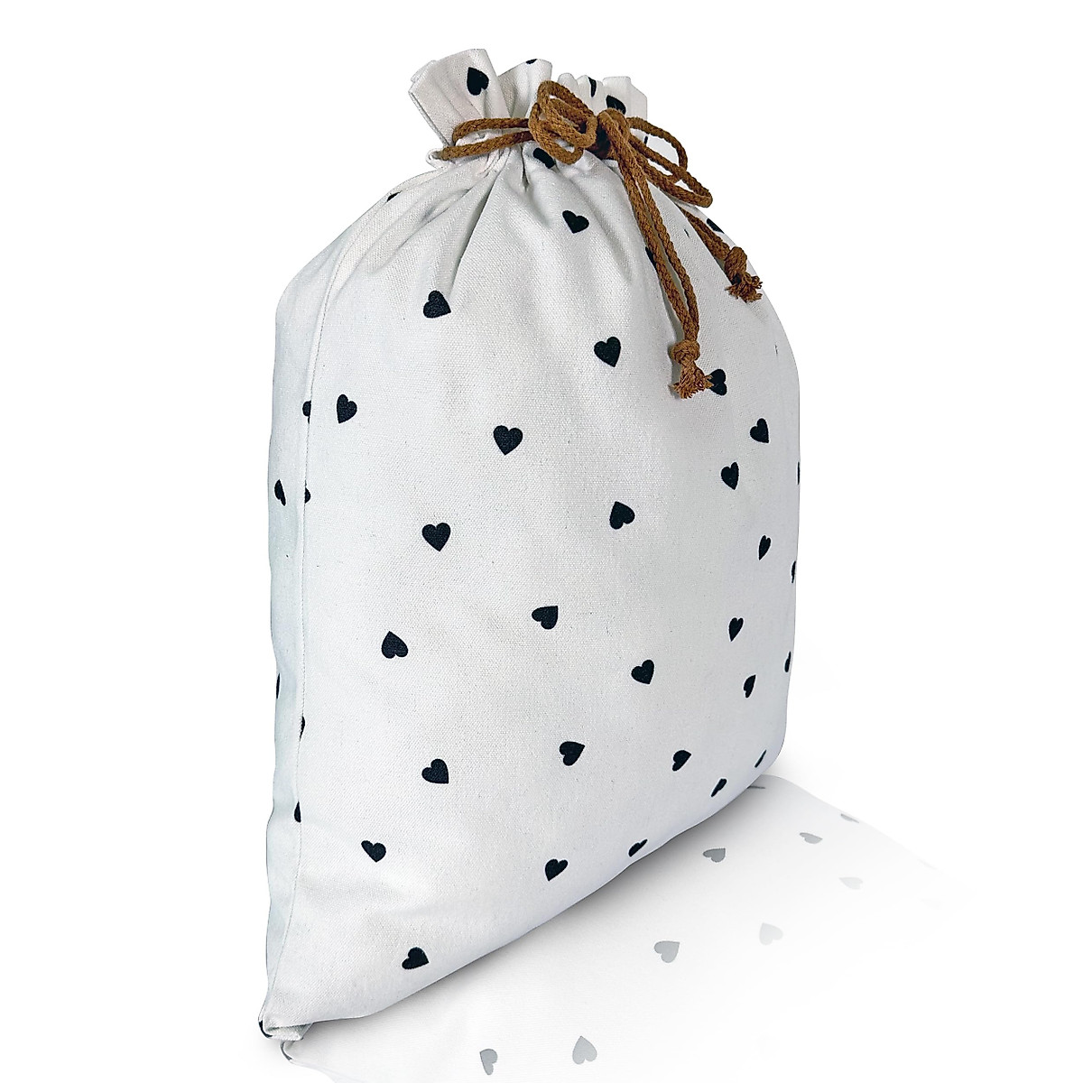 Gather & Knot Drawstring Gift Bags | 20" Large 12" Small | Premium Canvas | Gender Neutral Reusable Fabric Wrap for Wedding, Anniversary, Baby Shower or Birthdays | Heart