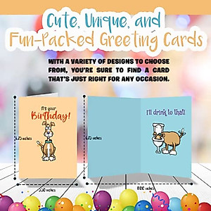 Stonehouse Collection Funny All Occasion Greeting Cards - Boxed Funny Dog & Cat Cards Assortment - Birthday Cards, Thank You Cards with Greetings Inside - Bulk Set for All Occasion, 16 Cards Per Box