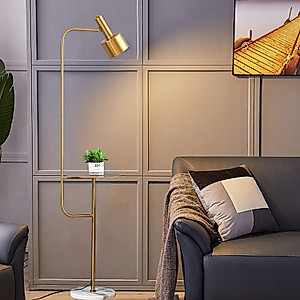 beaysyty Modern Simplicity with Tray Floor Lamp for Office Cafe Den Living Room Bedroom, On/Off Foot Switch and Brass/Gold Finish