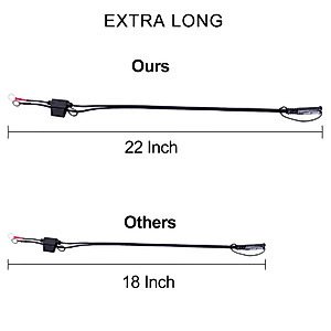 TOPDC 22" 10A Fused Ring Terminal 6 PCS Harness Quick Connect Extention Cord for Battery Charger/Maintainer
