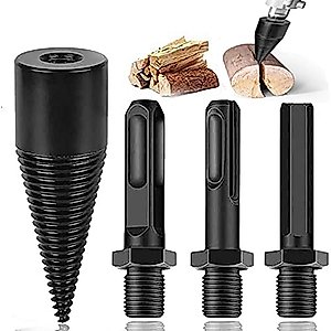Wood Splitter Drill Bit 3PCS hex Shank firewood Drill bit,firewood Drill bit Wood Splitter. Square Handle, Bit Removable Cones Kindling Wood Splitting logs bits Heavy Duty Electric Drills Screw Cone