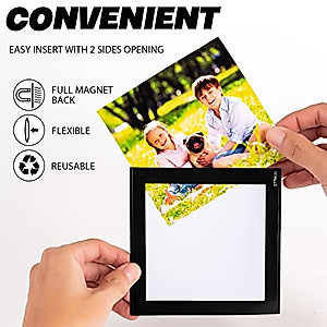 4X4" Magnetic Picture Frame with Black Border(10 Pack) ,Square Magnet Photo Pockets,Decorations for Fridge/Lockers with Clear Plastic Cover (Classic)