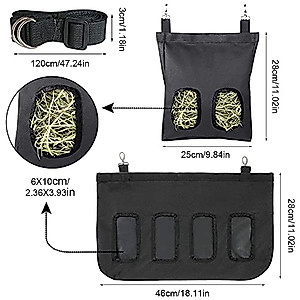 2 Pcs Bunny Hay Bag, Rabbit Hanging Weed Storage Feeding Bag, Chinchilla Hay Feeder Bag, Guinea Pig Hay Feeder Storage (Black)