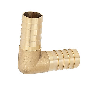 Yoebor Brass Hose Barb Fitting 90 Degree Elbow, 5/8" Barbed x 5/8" Barbed, Fuel/Air/Water/Boat/Gas/Oil WOG (Pack of 2)