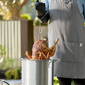 bbq777 Turkey Fryer Replacement Parts Accessory Kit for Deep Fry Pot Grill, for Deep Fryer Holder, Turkey Deep Fryer Hook, Turkey Fryer Hanger, Poultry Stainless Steel Frying Rack w/Aluminum Base