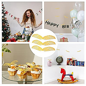 SAVITA 50pcs 4.72 inch Snitch Wings with 50pcs Glue Circles, Glitter Wizard Party Chocolate Decoration Hollowed Wings Party Supplies for Birthday Wedding Celebration Prom (Golden)