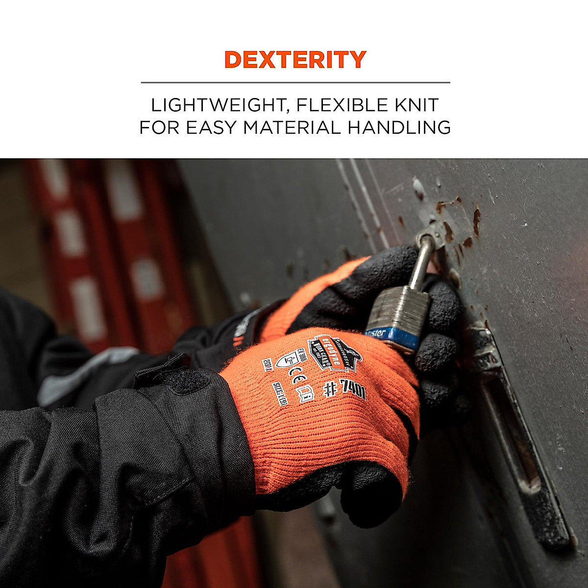 Ergodyne ProFlex 7401 Coated Winter Work Gloves, Latex Coated Palm, Thermal Fleece Lining, Orange