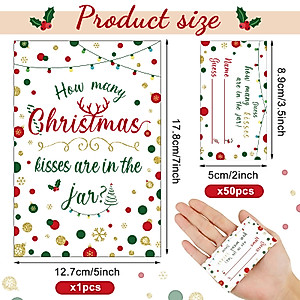 Christmas Party Game How Many Kisses Bridal Shower Game Wedding Shower Decorations Including 1 Standing Sign and 50 Guess How Many Cards for Christmas Party Bridal Shower Wedding Festive Holiday