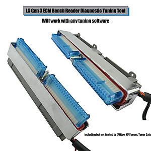 LS Gen 3 ECM Engine Programming Control Module Reader Diagnostic PCM Bench Harness w/Power Supply Fits for GM Chevy All Blue/Red & Blue/Green 1999-2007, OBD2 Port, 18 Gauge, 12 Volt