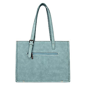 Wrangler Open Shoulder Bag without Zipper Laptop Tote Handbags with Top Handle for Women Turquoise Colour Aztec Printed Canvas Adjustable Strap Hobo Bag L14.5",WG52-8250TQ