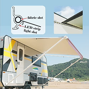 Suncode White RV Modular Retractable Manual RV Awning Frame Assemblies and Fabric for RV,5th Wheel,Travel Trailers,Toy Haulers,and Motorhome RV Trailer Awning for Home or Camper-16x8Ft-Sliver Fade